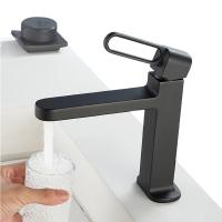 China Black Brass Basin Zinc Alloy Faucet Bathroom Mixer Tap Hot And Cold Water for sale
