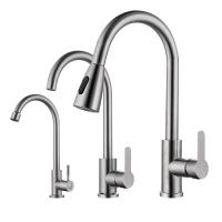 China Brushed Nickel Swivel Spout Kitchen Faucet Tap With Pull Down Sprayer for sale