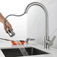China Commercial Stainless Steel Kitchen Metered Lavatory Faucet Pull Down Sprayer for RV Bathroom for sale