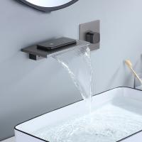 China Bathtub Sink Wide Waterfall Spout Bathroom Faucet Wall Mount OEM for sale