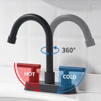 China Black Bathroom Monobloc Kitchen Taps 4 Inch Centerset Faucet 2 Handle for sale