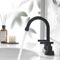 China Black Bathroom Monobloc Kitchen Taps 4 Inch Centerset Faucet 2 Handle for sale