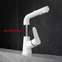 China Swivel Rotatable 4 Inch Bathroom Faucet All Copper White Electroplated Finished for sale