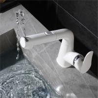 China Swivel Rotatable 4 Inch Bathroom Faucet All Copper White Electroplated Finished for sale