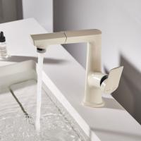 China Electroplated Pull Down Bathroom Sink Faucets Milk White Cold And Hot Face Wash for sale