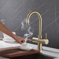 China 360 Rotatable Head Kitchen Faucet Tap Instant Hot Water Tap Gold 304 Cuprum for sale