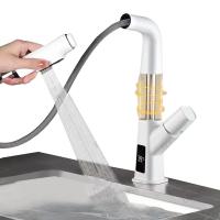 China Hydrodynamic Swivel Spout Bathroom Faucet LED Kitchen Tap for Washbasin for sale