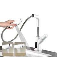 China Hydrodynamic Swivel Spout Bathroom Faucet LED Kitchen Tap for Washbasin for sale