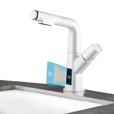 China Hydrodynamic Temperature Display LED Kitchen Faucet For Bathroom Custom 1500g for sale