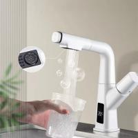 China Hydrodynamic Temperature Display LED Kitchen Faucet For Bathroom Custom 1500g for sale