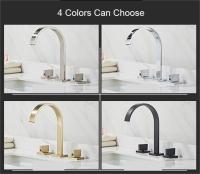 China All Copper Square Waterfall Basin Tap Bath Faucet Washbasin Cool Hot Double Handle for sale