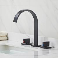 China All Copper Square Waterfall Basin Tap Bath Faucet Washbasin Cool Hot Double Handle for sale