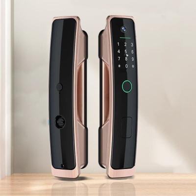 China Graffiti Biometric Fingerprint Wifi Keyless Door Lock Cat'S Eye Monitoring for sale