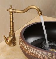 China Washbasin Rotating Bathroom Faucet Tap Hexagon Full Copper Hot And Cold for sale