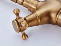 China Multilayer Plating Brushed Brass Bathroom Faucet Tap Retro Style Double Control for sale
