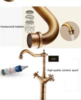China Multilayer Plating Brushed Brass Bathroom Faucet Tap Retro Style Double Control for sale