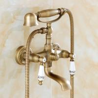 China Electroplated Bathtub Bathroom Faucet Tap Wall Mixer Twist Base Brass Antique for sale