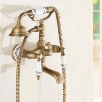 China Electroplated Bathtub Bathroom Faucet Tap Wall Mixer Twist Base Brass Antique for sale