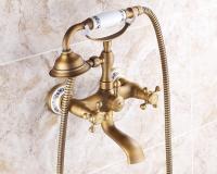 China Electroplated Bathtub Bathroom Faucet Tap Wall Mixer Twist Base Brass Antique for sale