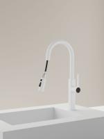 China Gooseneck Kitchen Pull Out Sink Faucet Hot And Cold Water Antisplash for sale