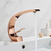 China Washbasin Zinc Alloy Faucet Curved Basin Taps All Copper For Bathroom Counter for sale