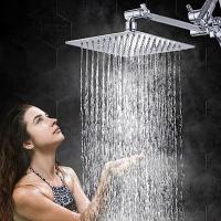 China Polished Chrome Square Handheld Zinc Shower Head Combo With Adjustable Extension Arm for sale