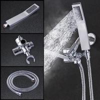 China Polished Chrome Square Handheld Zinc Shower Head Combo With Adjustable Extension Arm for sale