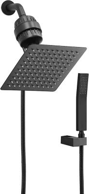 China ODM 8″ Square Zinc Shower Head Filtered Showerhead With Brass Handheld for sale