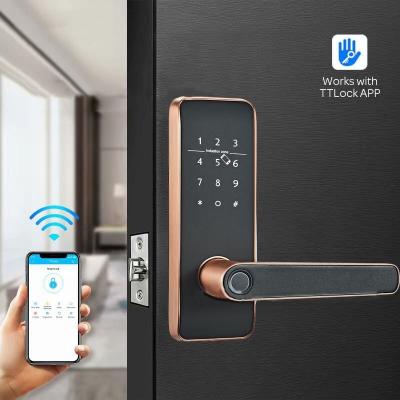China Biometric Deadbolt Smart Fingerprint Door Lock Wooden For Office Homestay Apartment for sale