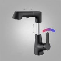 China PVD Liftable Rotary Pull Waterfall Sink Faucet Gunmetal Bathroom Taps for sale