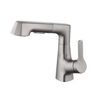 China PVD Liftable Rotary Pull Waterfall Sink Faucet Gunmetal Bathroom Taps for sale