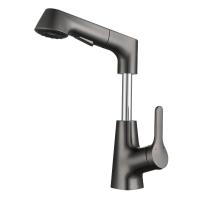 China PVD Liftable Rotary Pull Waterfall Sink Faucet Gunmetal Bathroom Taps for sale