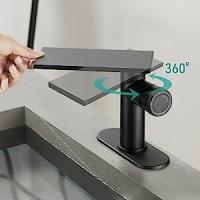 China Matte Black Vanity Bathtub Waterfall Sink Faucet Tap Single Hole Cold And Hot for sale