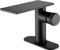 China Matte Black Vanity Bathtub Waterfall Sink Faucet Tap Single Hole Cold And Hot for sale