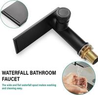 China Matte Black Vanity Bathtub Waterfall Sink Faucet Tap Single Hole Cold And Hot for sale