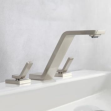 China 2 Handle Widespread Bathroom Faucet Tap For 3 Holes Solid Brass 8 Inch Waterfall for sale