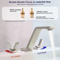 China 2 Handle Widespread Bathroom Faucet Tap For 3 Holes Solid Brass 8 Inch Waterfall for sale