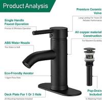 China Black RV Widespread Lavatory Faucet Vessel Sink Mixer Tap With Deck Plate for sale