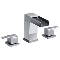 China Hotel Household Three Hole Widespread Matte Black Bathroom Faucet All Copper Split for sale