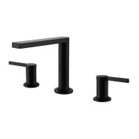 China Hotel Household Three Hole Widespread Matte Black Bathroom Faucet All Copper Split for sale
