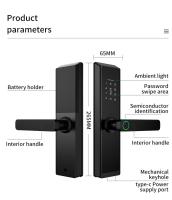 China Indoor Fingerprint Door Lock Keyless Entry with TUYA App Control Auto Lock Fingerprint Smart Door Lock for sale
