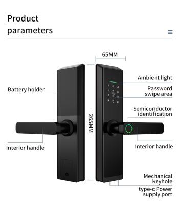 China Indoor Fingerprint Door Lock Auto Lock with TUYA App Control Keyless Entry Fingerprint Smart Door Lock for sale