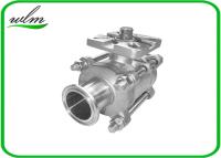 China Three Piece Sanitary Ball Valves Stainless Steel 304 Or 316L With High Mounting Pad for sale