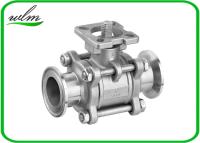 China Three Piece Sanitary Ball Valves Stainless Steel 304 Or 316L With High Mounting Pad for sale