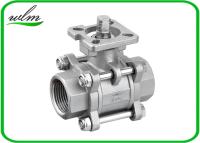China Three Piece Sanitary Ball Valves Stainless Steel 304 Or 316L With High Mounting Pad for sale