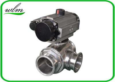 China Clamped Sanitary 3 Way Ball Valve / Stainless Steel Pneumatic Ball Valves for sale