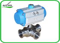 China Clamped Sanitary 3 Way Ball Valve / Stainless Steel Pneumatic Ball Valves for sale
