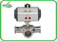 China Clamped Sanitary 3 Way Ball Valve / Stainless Steel Pneumatic Ball Valves for sale