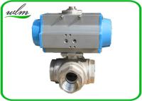 China Food Grade 3 Way Sanitary Ball Valves  Male / Female Thread , Floating Ball Core Structure for sale
