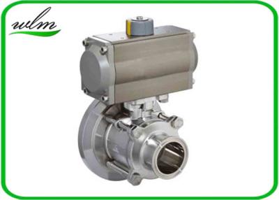 China Hygienic Weld Clamp Flange Thread Tank Bottom Ball Valve With Aluminum Pneumatic Actuator for sale